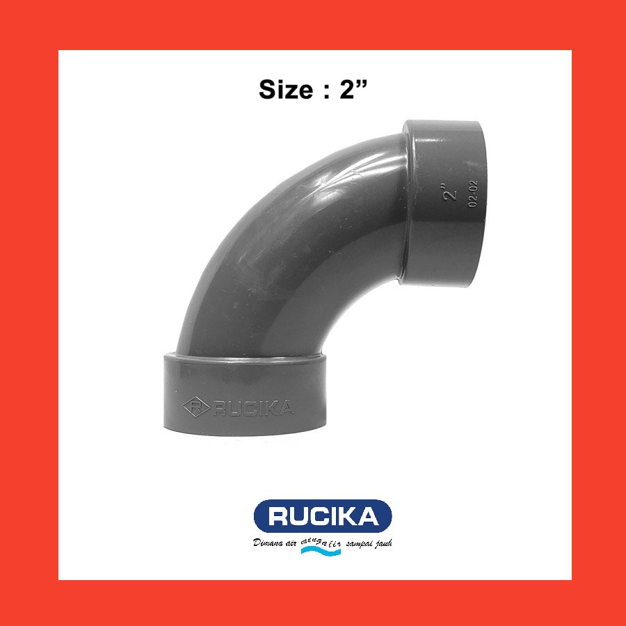 Jual Long Elbow Large Radius Elbow LRE D 2 Inch PVC Elbow D 2 " inch Rucika | Shopee Indonesia