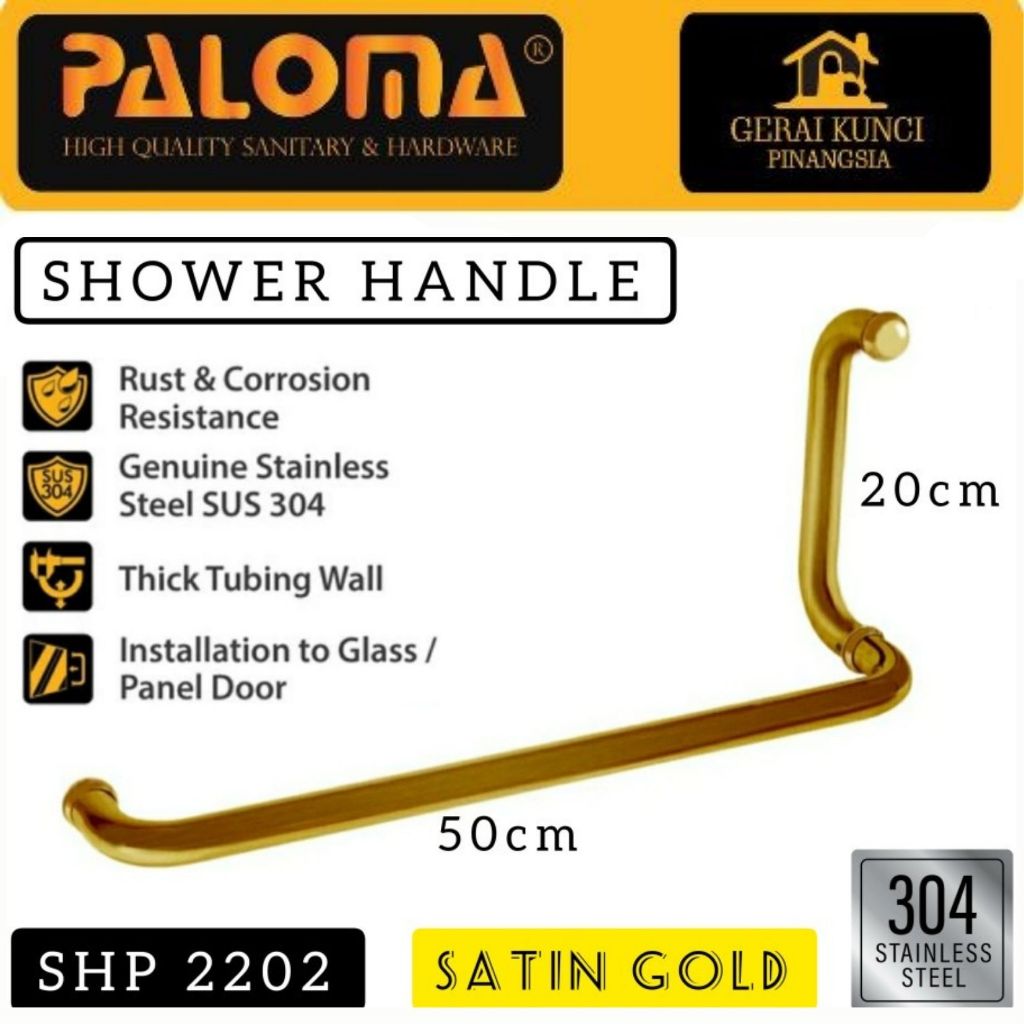 Jual Handle Gagang Pintu Shower Kamar Mandi 200x500 Gold PALOMA SHP ...