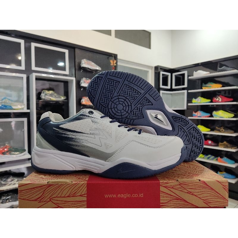Jual Sepatu Tennis EAGLE | Winner | Putih BIru Tua Abu | Shopee Indonesia