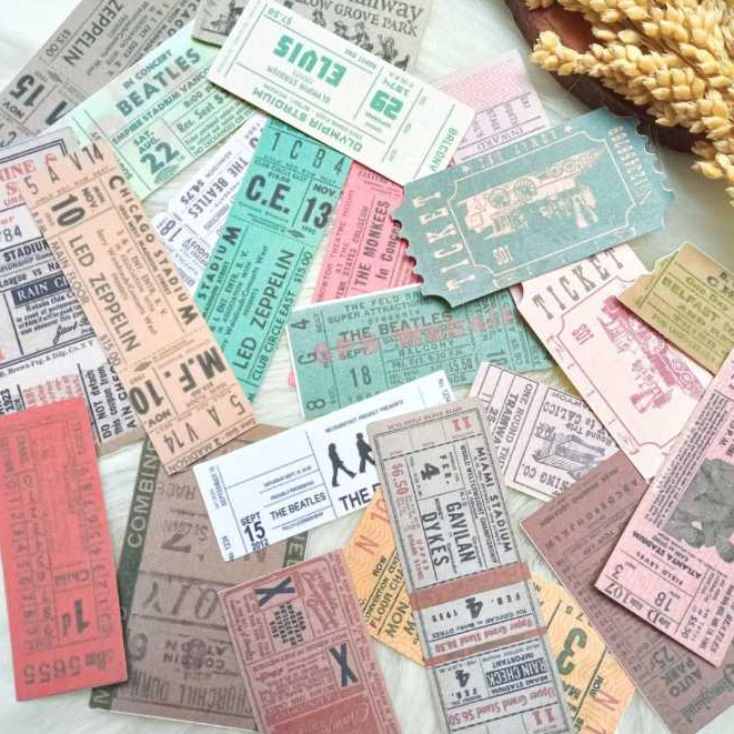 Jual 23 pcs Sticker TICKET HVS Gambar Vintage Scrapbook Jurnal Stiker ...
