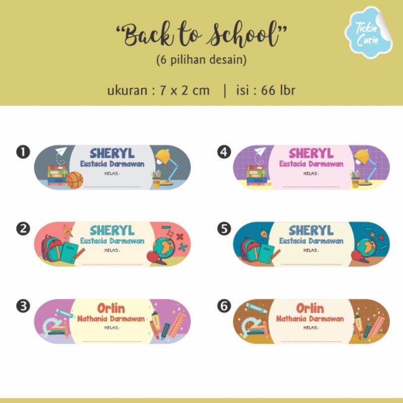 Jual PO sticker label nama "Back to School" (isi 66 lbr) | Shopee Indonesia