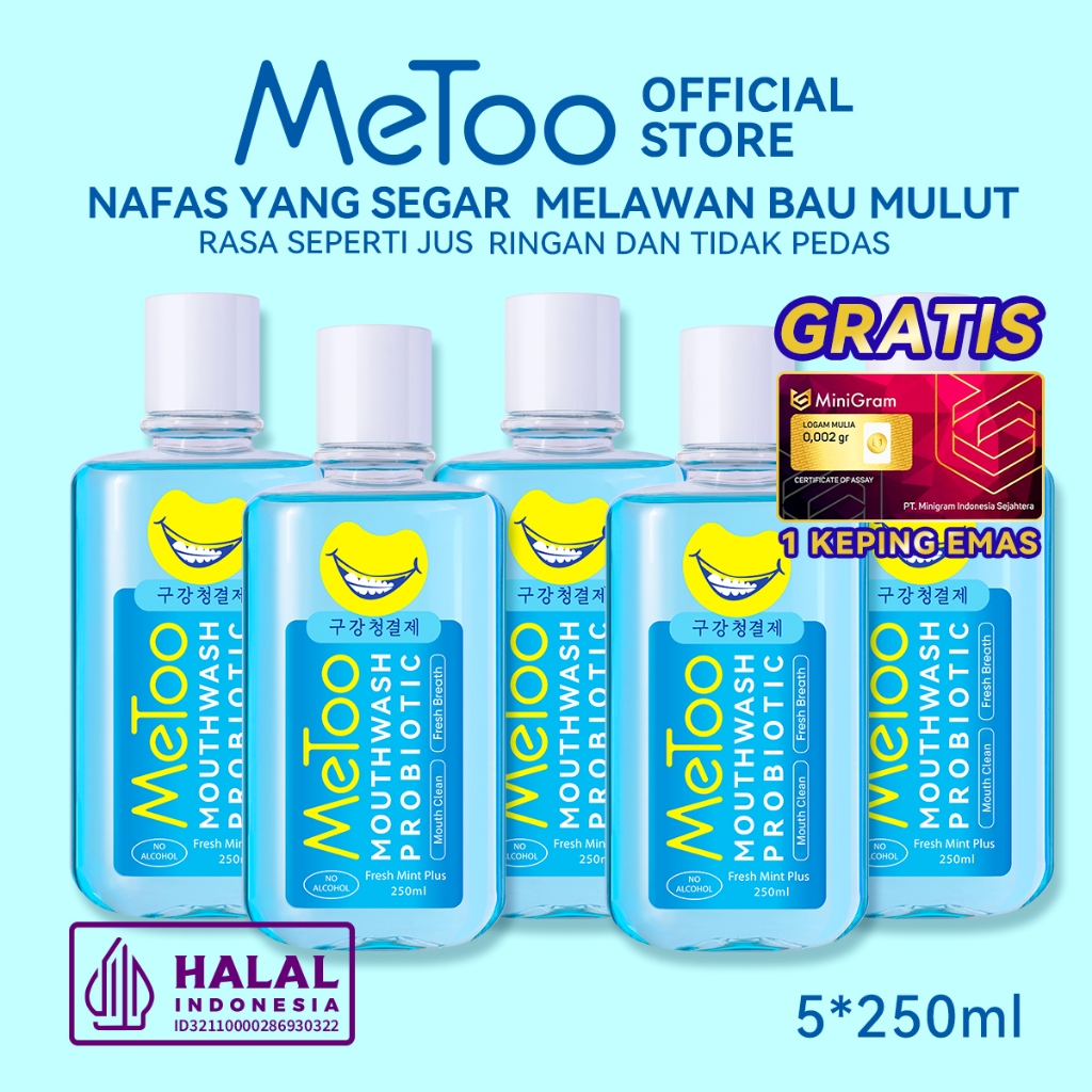 Jual [Free emas]MeToo Mouthwash Fresh Mint 5*250ml / nafas segar / menghilangkan bau mulut ...