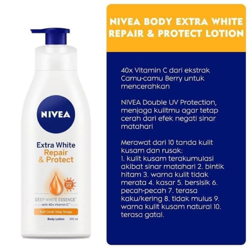Jual Nivea Body Lotion Extra White Repair And Protect 400ml Shopee