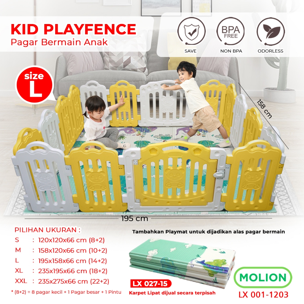 Jual Pagar Bayi Pagar Anak Babyfence Bayi Balita Kokoh Play Fence Bisa ...
