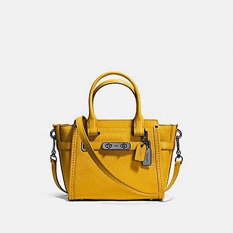 Jual Coach Shoulder Bag Swagger 27 In Pebbled Leather Yellow Original ...