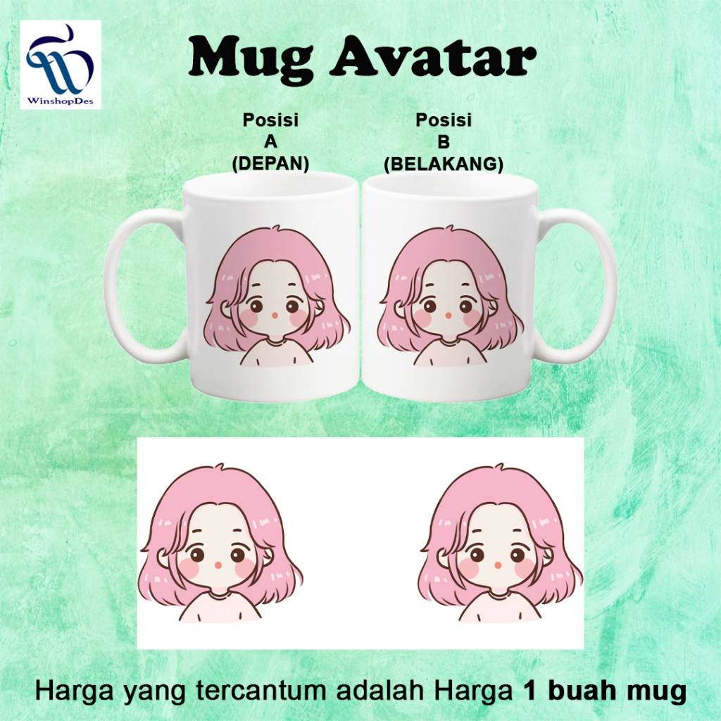 Jual MUG CUSTOM LUCU AVATAR / GELAS CUSTOM / MUG AVATAR (KARIKATUR ...