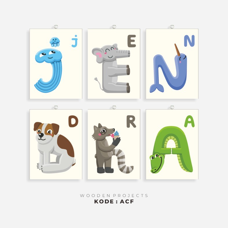 Jual Wooden Projects Pajangan Rumah Alfabet Cute Animal Hiasan Dinding ...