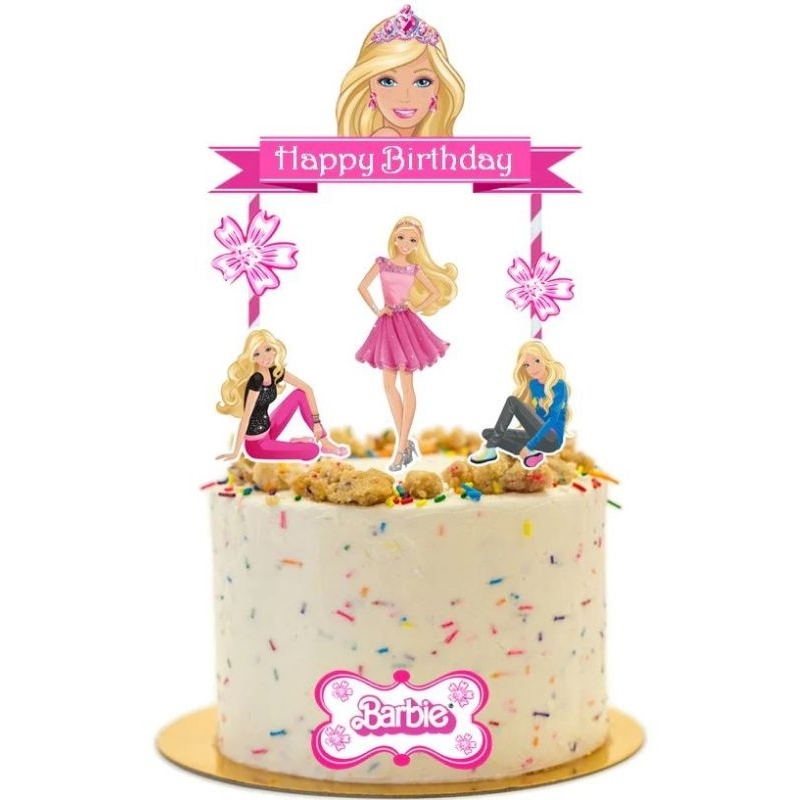 Jual Cake Topper BARBIE hiasan kue Happy Birthday dekorasi kue cake ...