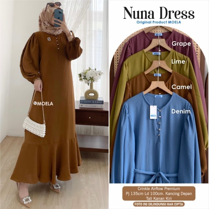 Jual MOCA Nuna Dress Polos Warna Moela Mermaid MLA Meong Solo | Shopee Indonesia
