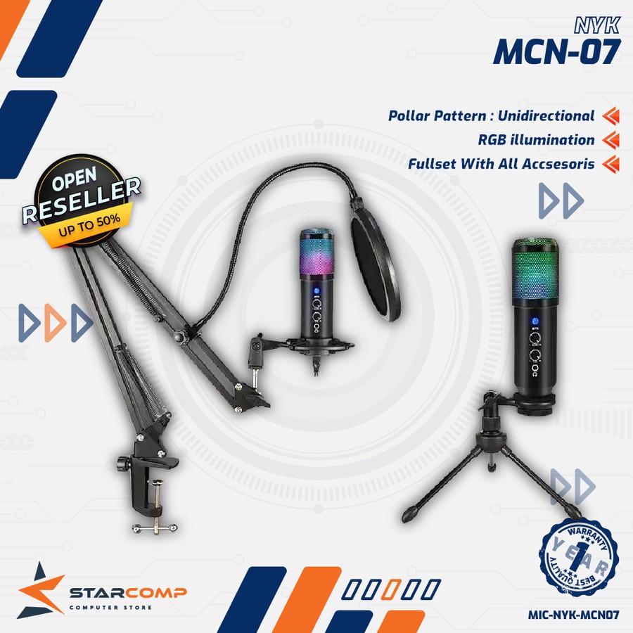 Jual Mic NYK MCN-07 TRIDENT / MCN07 TRIDENT RGB Microphone Condenser ...