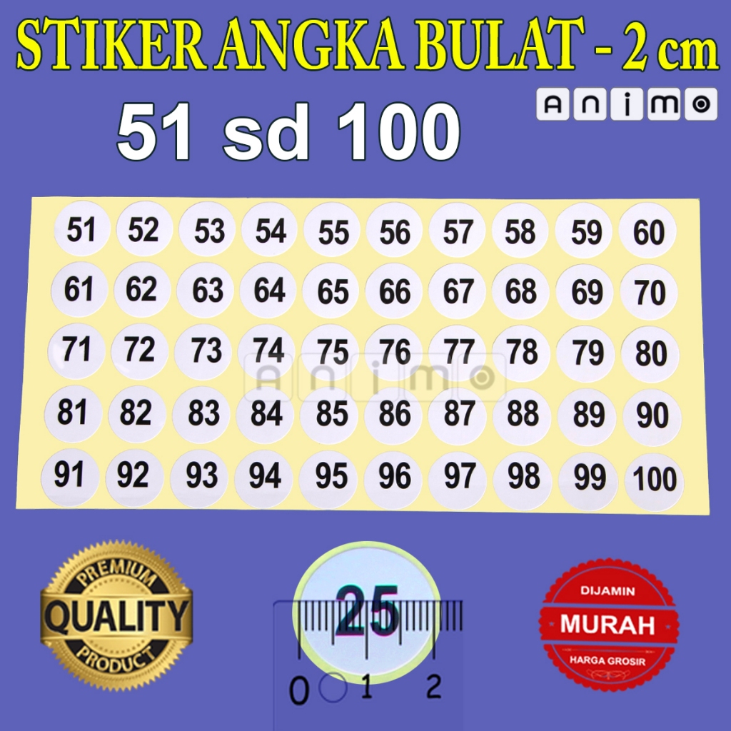 Jual LABEL - STIKER ANGKA BULAT 2 CM - ROUND NUMBER STICKERS 2 CM ...
