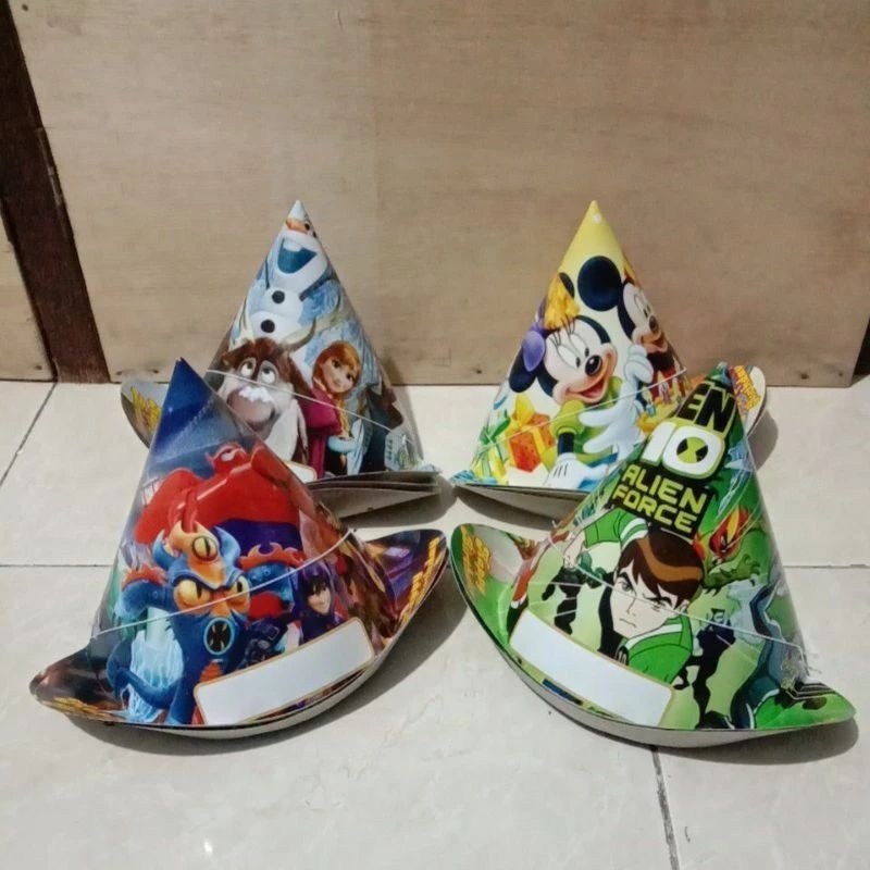 Jual Topi karakter ulang tahun isi 10 ultah KOBOI KERUCUT happy ...