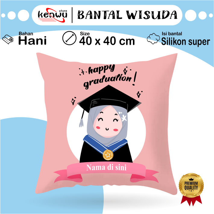 Jual Kenwustore Bantal Wisuda Cewek 40x40 cm - Bantal Custom - Kado ...