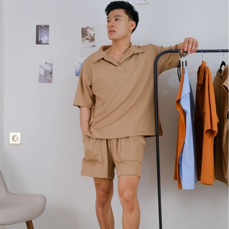 Jual Kei Top & Daiki Shortpants pakaian set pria unik kerah | Shopee Indonesia