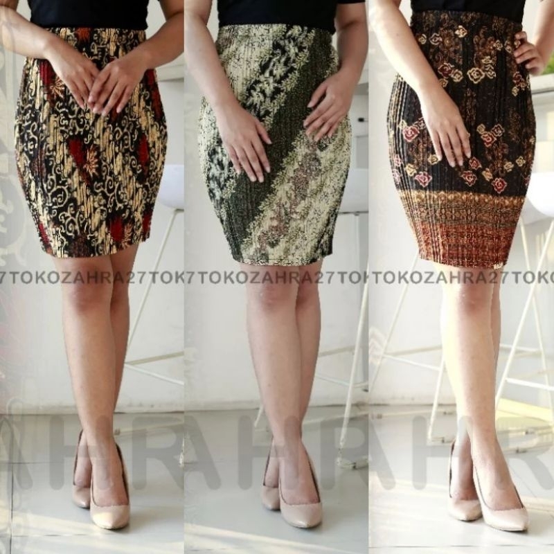 Jual Rok Mini Batik Jumbo - Original (ALL SIZE) Rok Plisket Batik ...