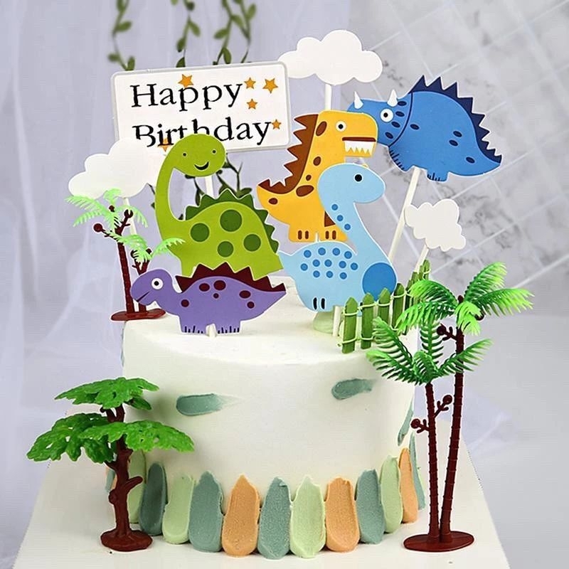 Jual Topper Kue Dinosaurs/ Happy Birthday Cake Topper Dinosaur ...