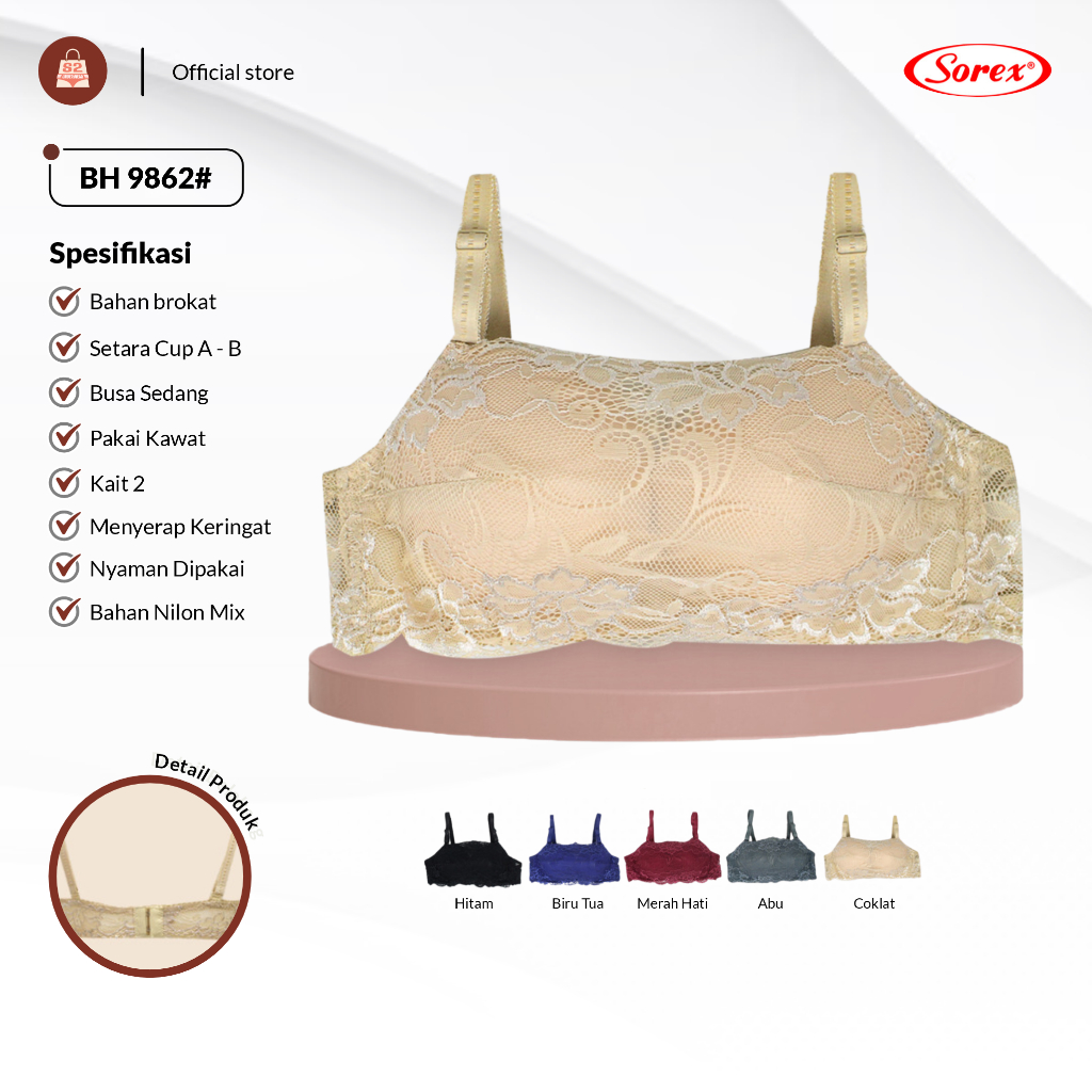 Jual Bra Bh Kemben Rendra Sorex Wanita 9862 Setara Cup A B Brukat Busa ...