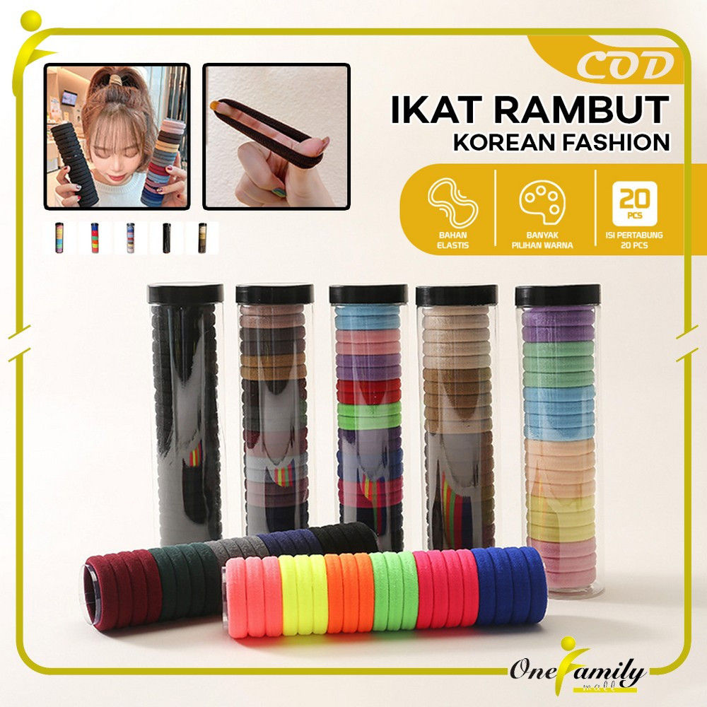 Jual ONE-C927 Ikat Rambut Donat Wanita Isi 20pcs Motif Polos Free ...