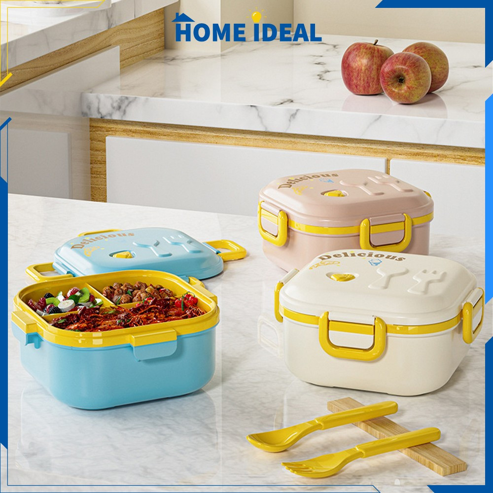 Jual Lunch Box Set Kids 2 Tingkat dengan Sendok Garpu Bento Box 3 Sekat BPA FREE / Delicious ...