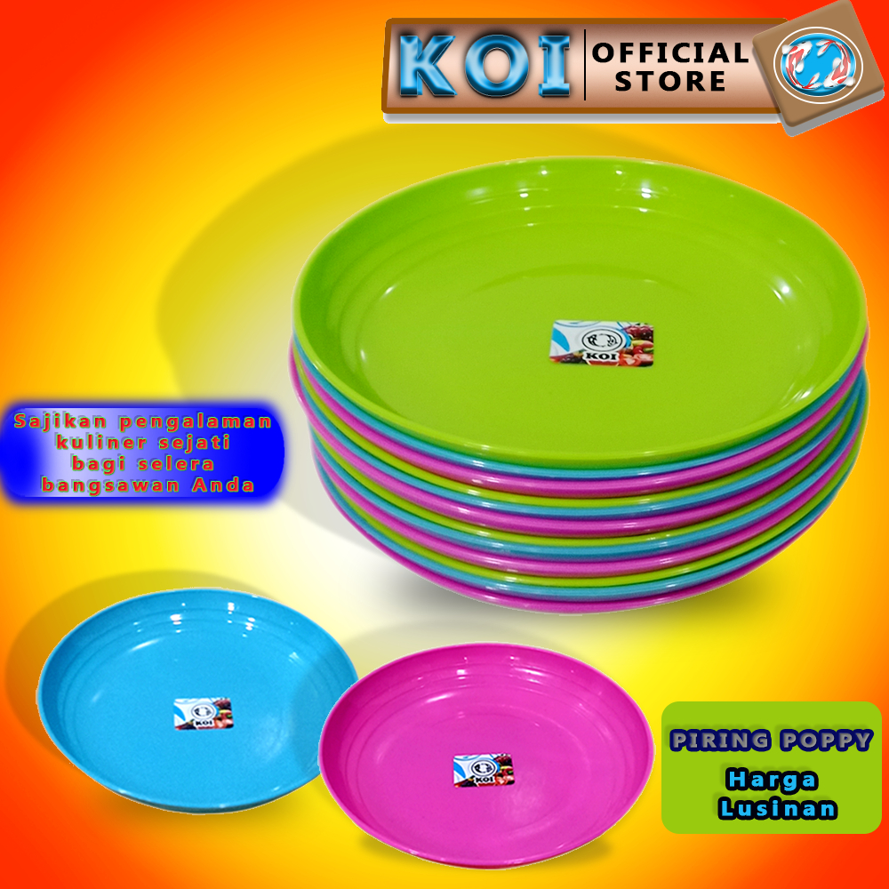 Jual Koi Official - 12 Pcs Piring Poppy Piring Plastik Bulat Piring ...