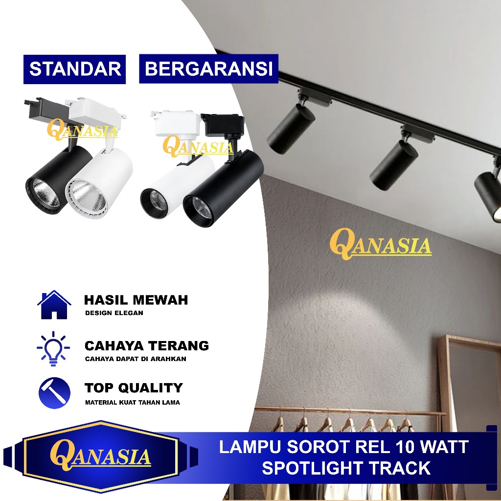 Jual Lampu Sorot Rel Spotlight Track Light Rell 10 Watt 10W LED Hitam Putih | Shopee Indonesia