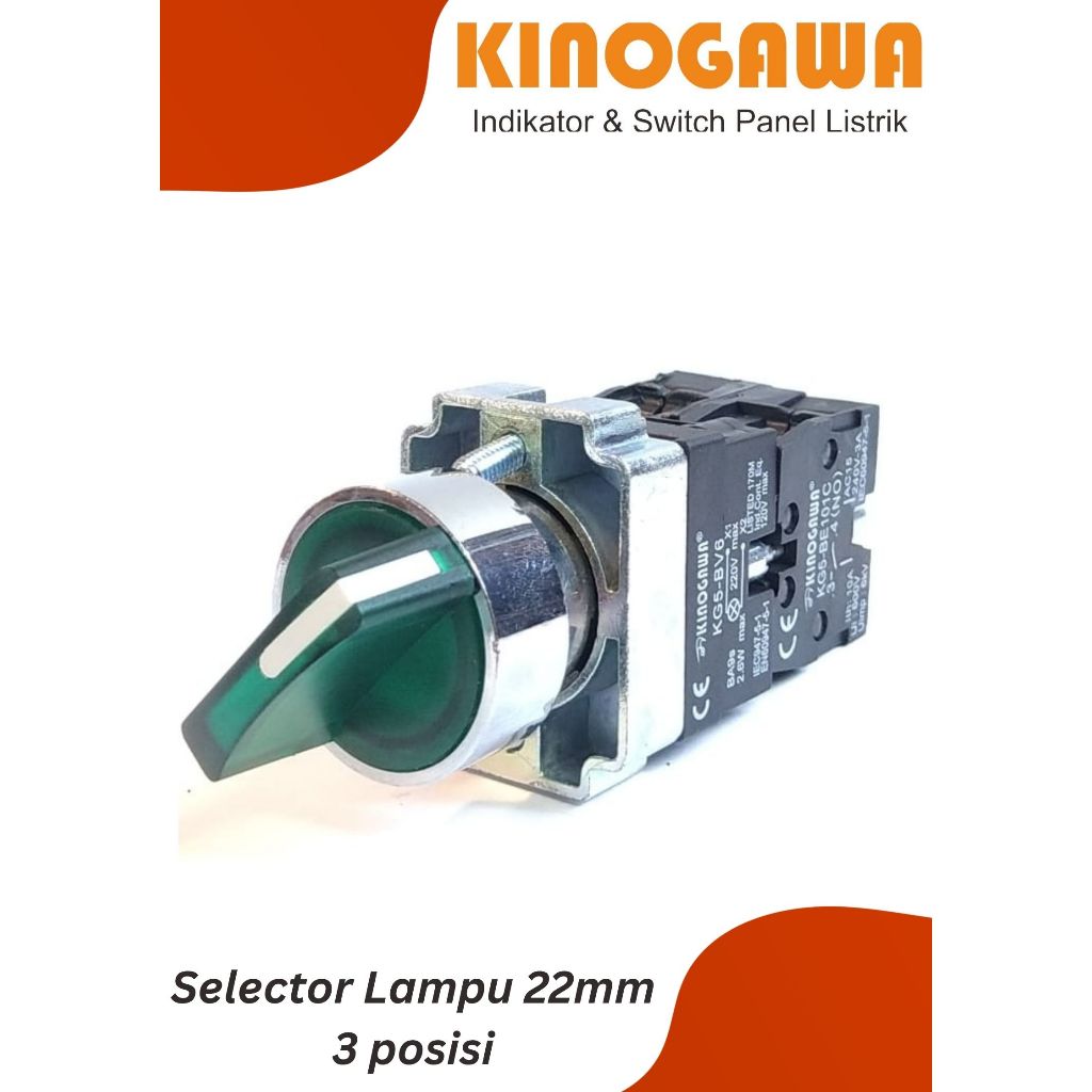 Jual Selector Switch 22mm Hijau 3 Posisi XB2 Series ON OFF ON Lampu LED ...
