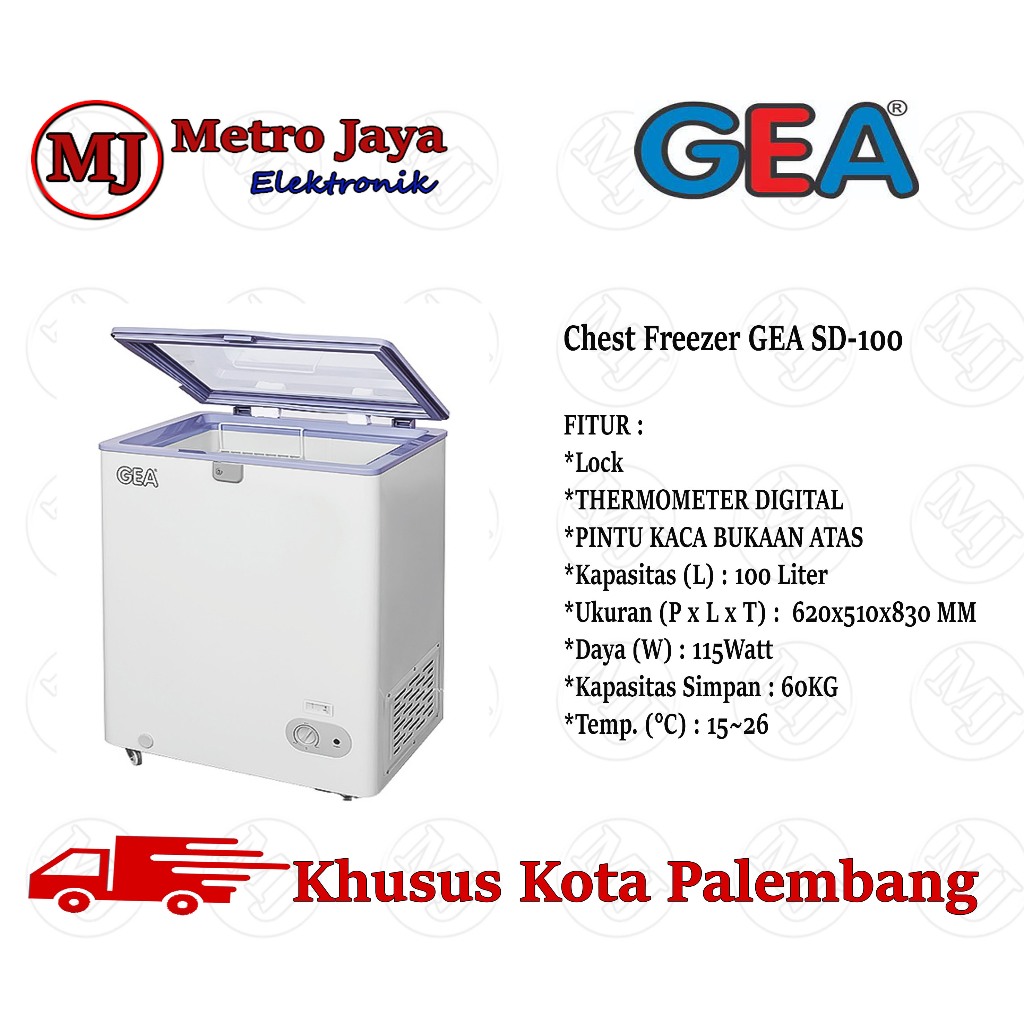 Jual GEA SD-100F SLIDING FLAT GLASS FREEZER 100 Liter SD 100F Freezer ...