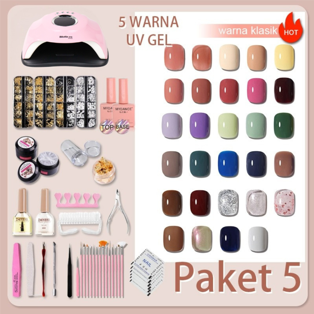 Jual Paket Nail Art UV Gel Set Lengkap Kutek Lampu UV Manicure Pedicure ...