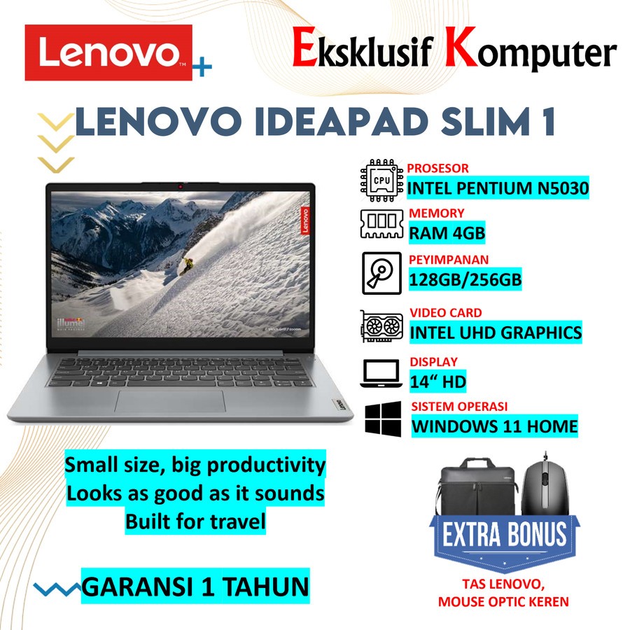 Jual LENOVO IDEAPAD SLIM 1 14 INTEL PENTIUM SILVER N5030 4GB 256GB 14.0 ...
