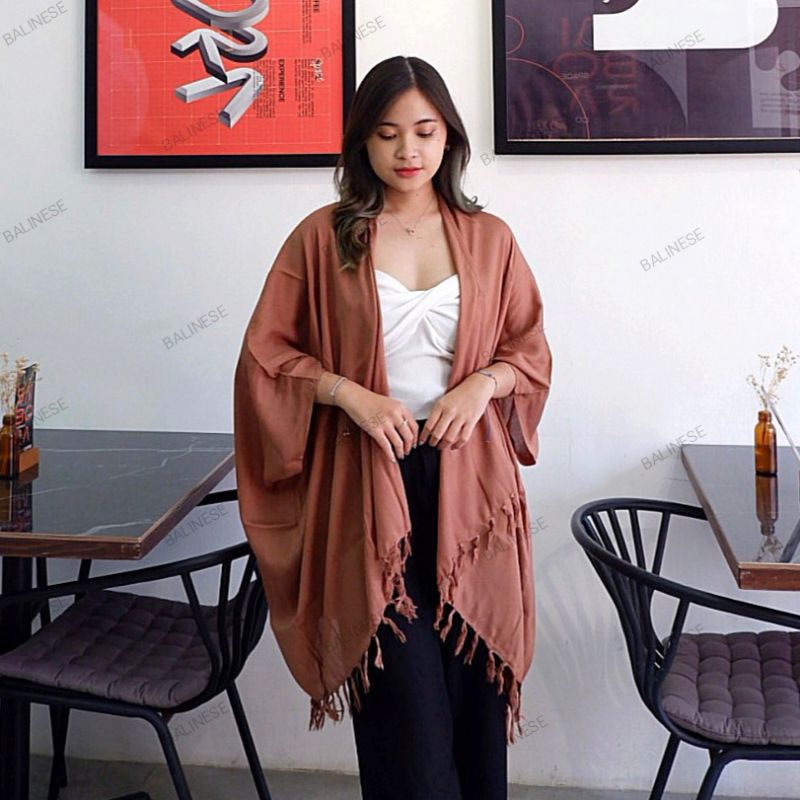 Jual Cardigan Pantai Auter Polos Bali Outer Rumbai Rayon Allsize ...