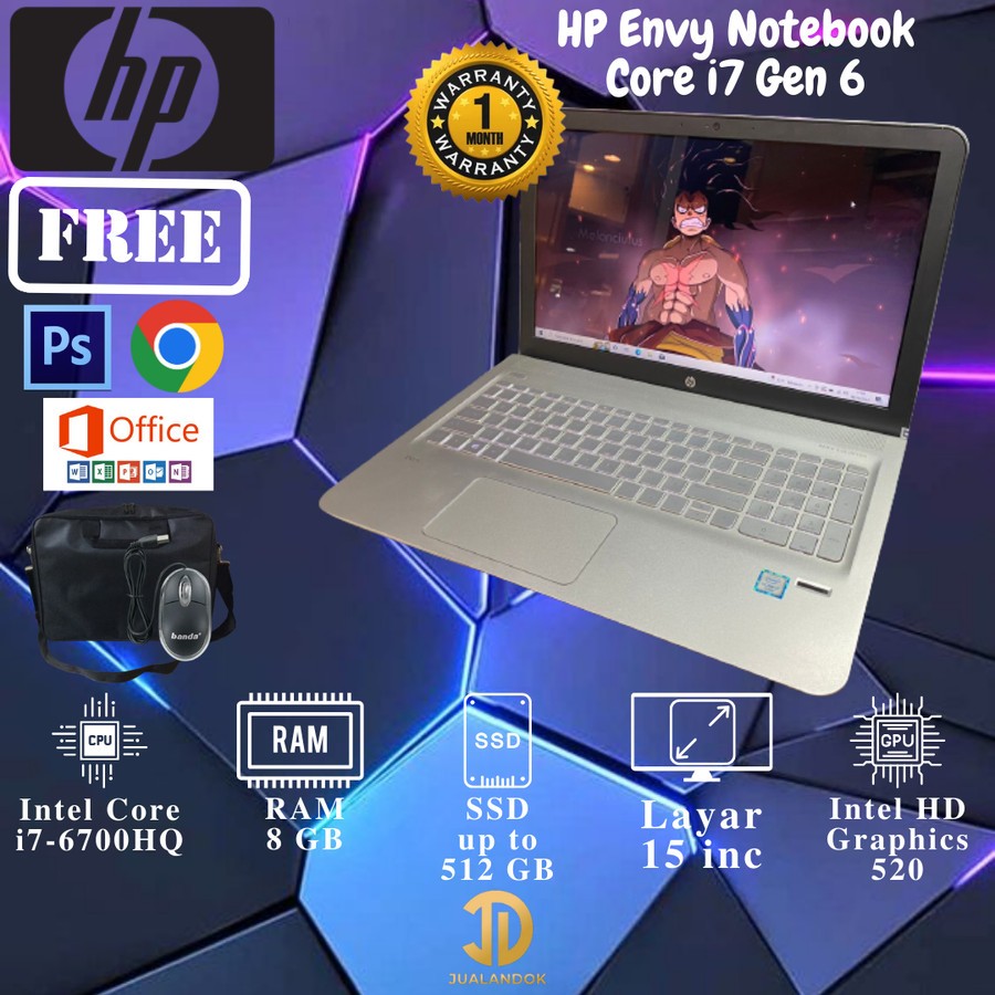 Jual Laptop HP Envy Notebook Core i7 Gen 6 - RAM 8GB - SSD 256GB - 15 ...