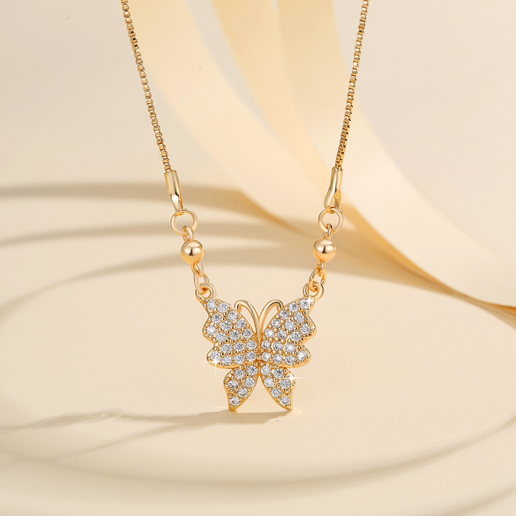 Jual Lanme Jewelry Kalung Kupu Rantai Klavikula Bahan Titanium Steel ...