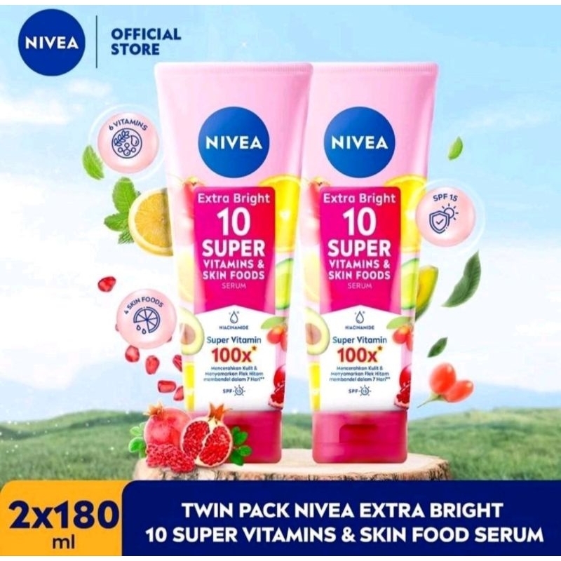 Jual TWIN PACK NIVEA Extra Bright Body Serum 10 Super Vitamin & Skin ...