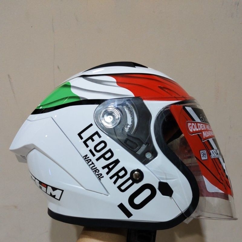 Jual HELM GHM FORCE MOTIF LEOPARD, HELM HALF FACE DEWASA, HELM ...