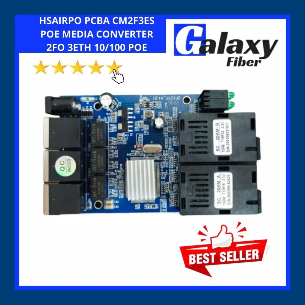 Jual HSAIRPO PCBA CM2F3ES POE MEDIA CONVERTER 2FO 3ETH 10/100 POE PCB ...