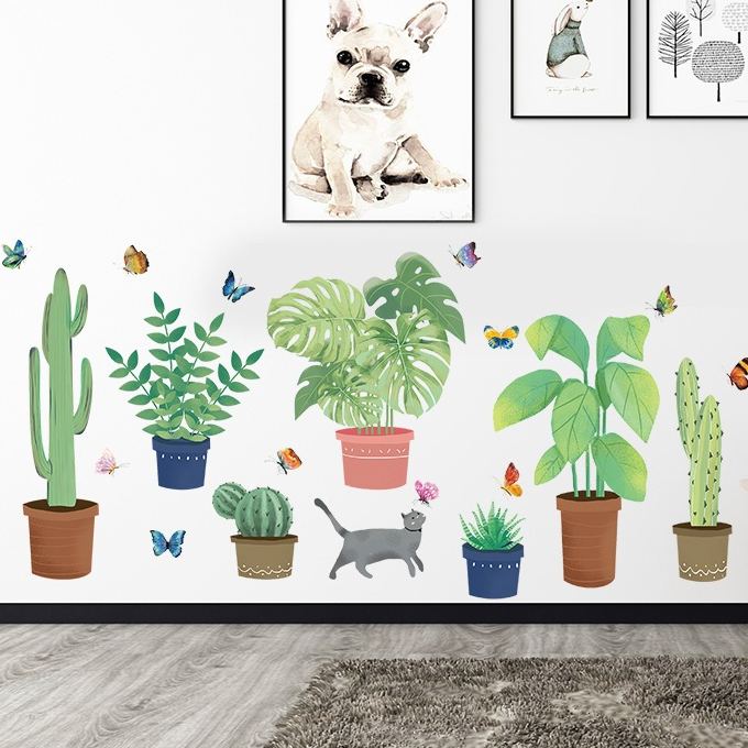Jual Reliza Wall Sticker Tropical Potted Plant XL7248 Tanaman Pot ...
