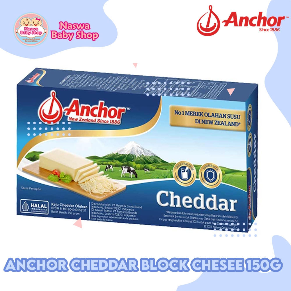 Jual Anchor Cheddar Block Cheese Keju Olahan 150g | Shopee Indonesia