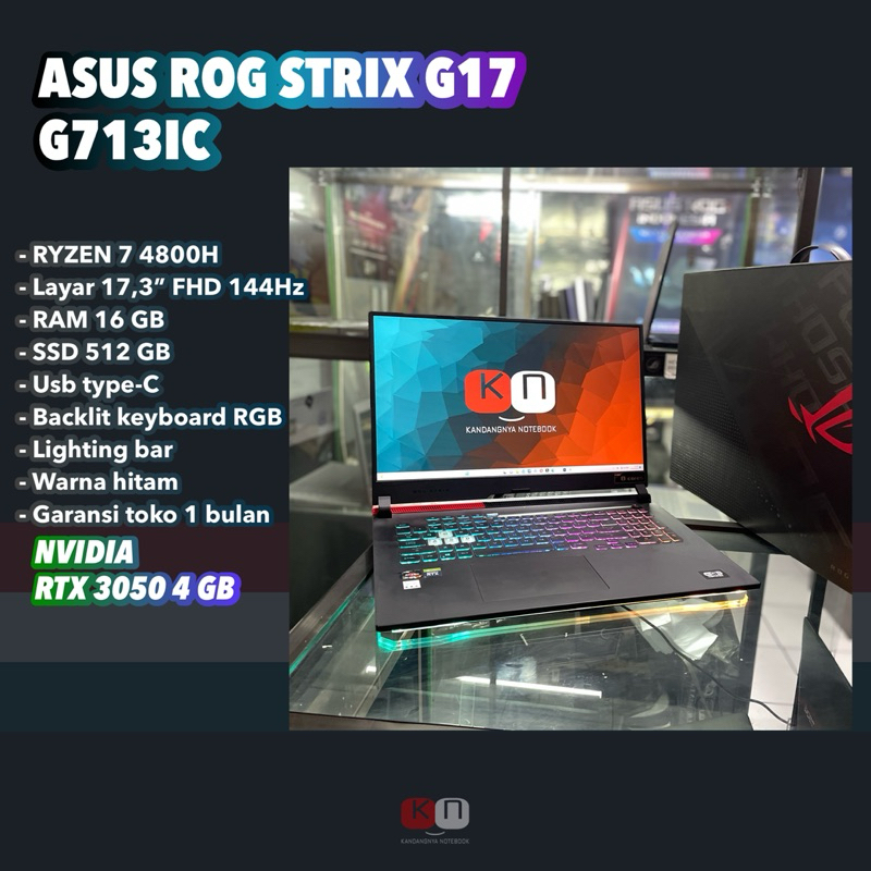 Jual Asus Rog Strix G17-G713IC 4GB Ryzen 7 4800H RTX 3050 4Gb Ram 16GB ...