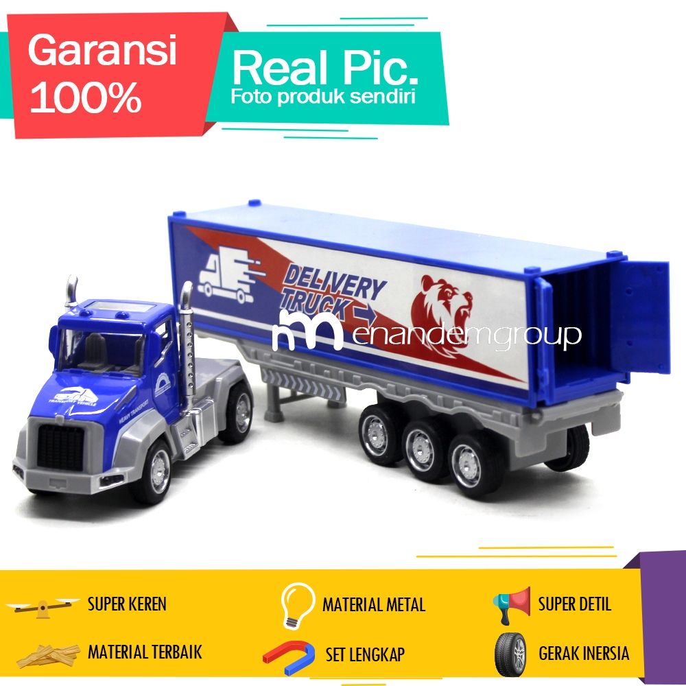 Jual Diecast Miniatur Mainan Mobil Truk Kontainer Metal Cargo Delivery ...