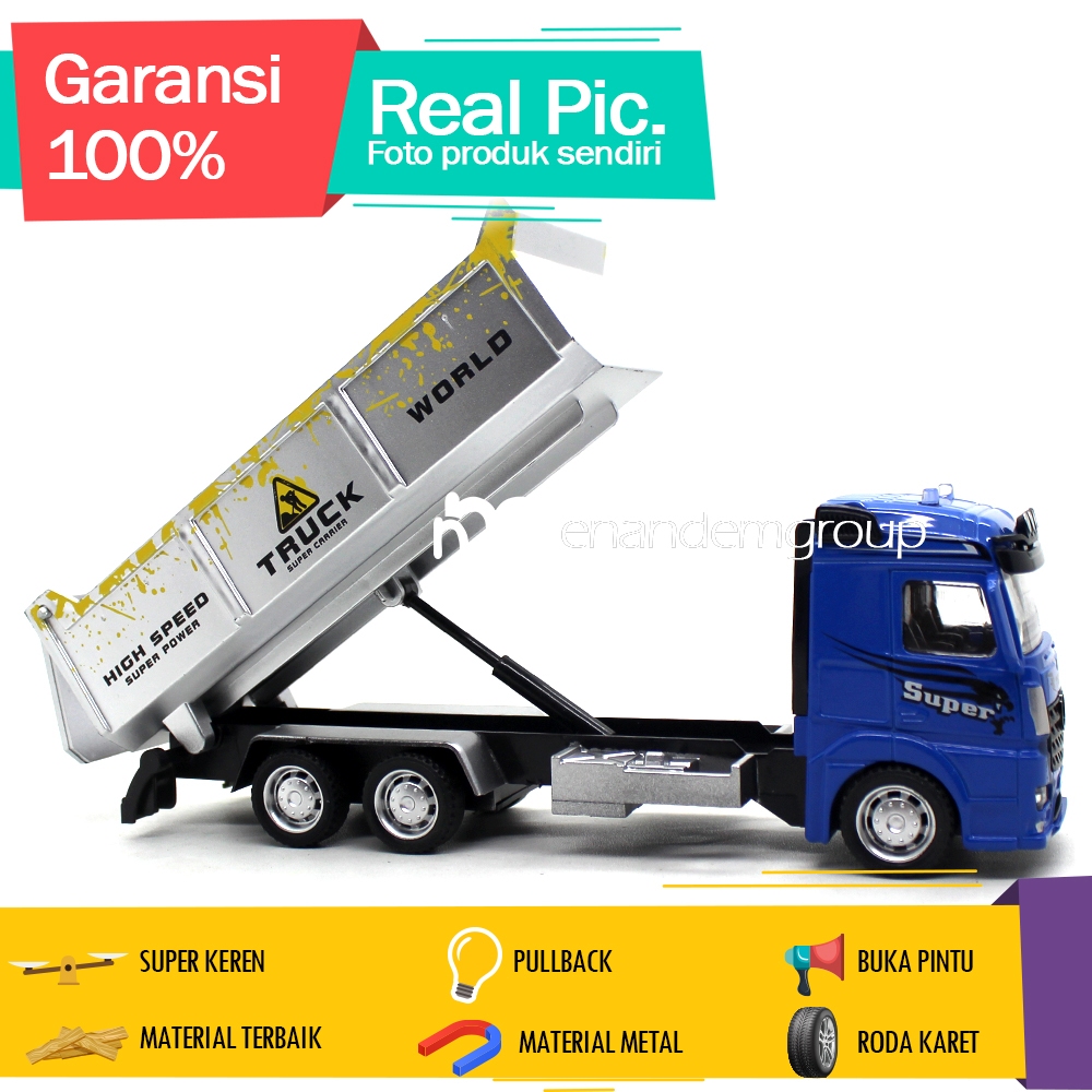 Jual Diecast Miniatur Mainan Mobil Dump Truk Barang Pullback Metal ...