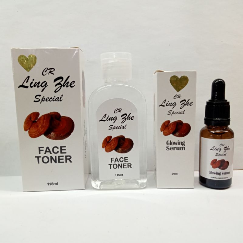 Jual paket toner cr Ling zhe Glowing + serum Glowing Ling zhe | Shopee ...