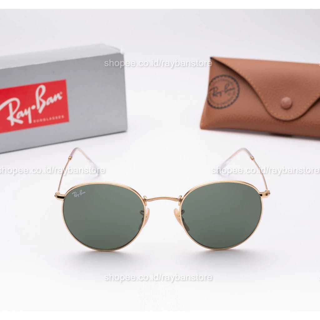 Jual KACAMATA RAYBAN ROUND RB3447 FRAME GOLD LENS BLACK GLASS ORIGINAL ...