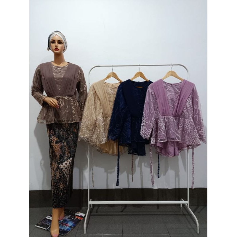 Jual KEBAYA MODERN SELENDANG WANITA/FULL TILE BROKAT/ROK BATIK PLISKET | Shopee Indonesia
