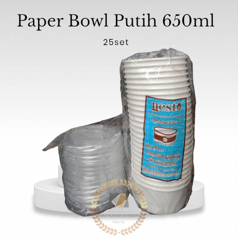 Jual Paper Bowl Putih Ivory Makanan Rice Bowl 650ML | Shopee Indonesia