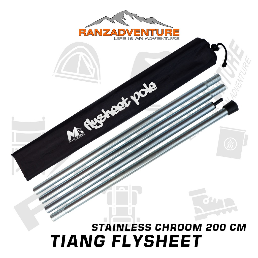 Jual tiang flysheet stainless chroom 2 tiang besi 200cm untuk pasang ...