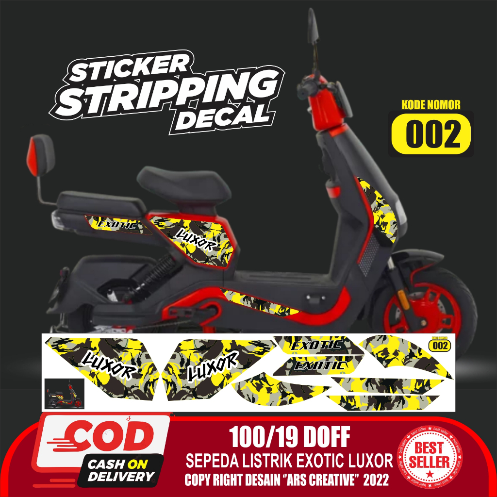 Jual Stiker Striping Sepeda Listrik Exotic Luxor Variasi QLA001 ARMY ...