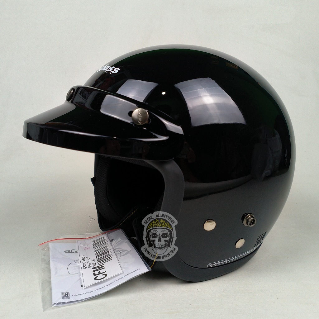 Jual HELM CARGLOSS ORIGINAL CFM RETRO DEEP BLACK/HITAM GLOSSY | Shopee ...