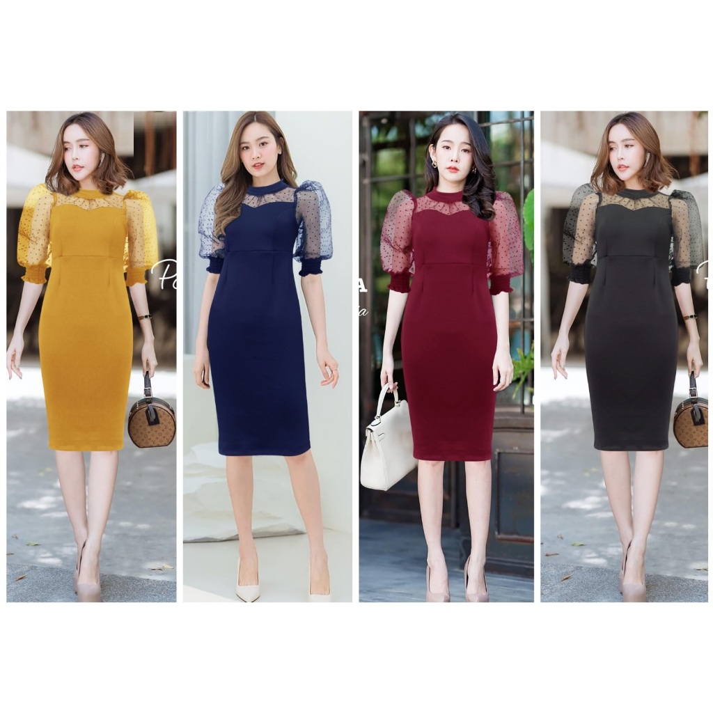 Jual Dress Hallie Bodycon Wanita / Eva Midi Korean Look Party Scuba ...