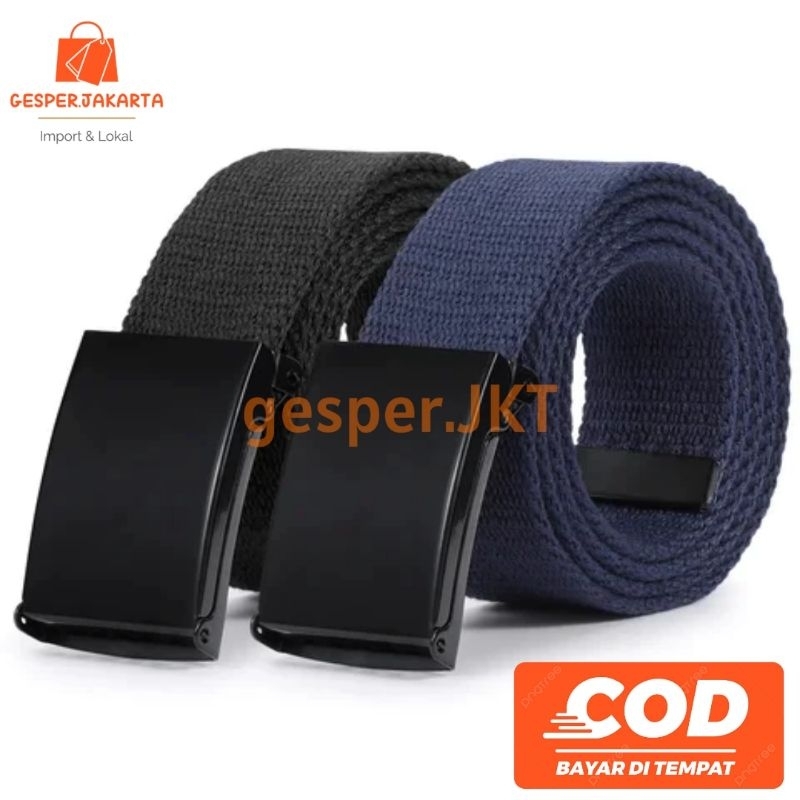 Jual IKAT PINGGANG PRIA 120CM POLOS HITAM GESPER SABUK CANVAS TACTICAL ...