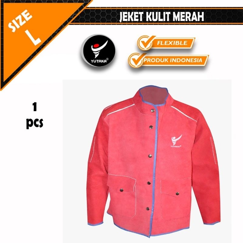 Jual JAKET LAS YUTAKA KULIT merah/ WELDING JACKET YUTAKA | Shopee Indonesia